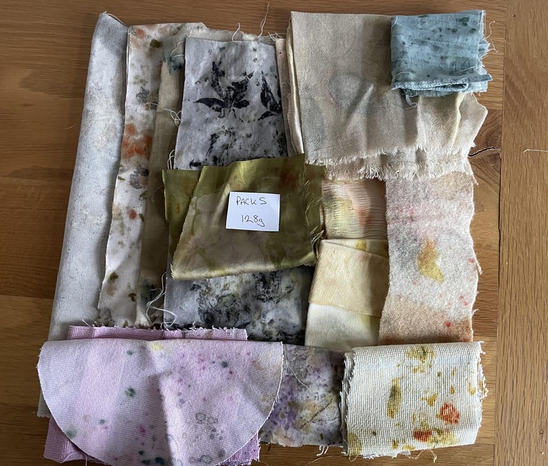 Naturally Dyed Scrap Fabric Bundles, Craft Bundle, Slow Stitch ...