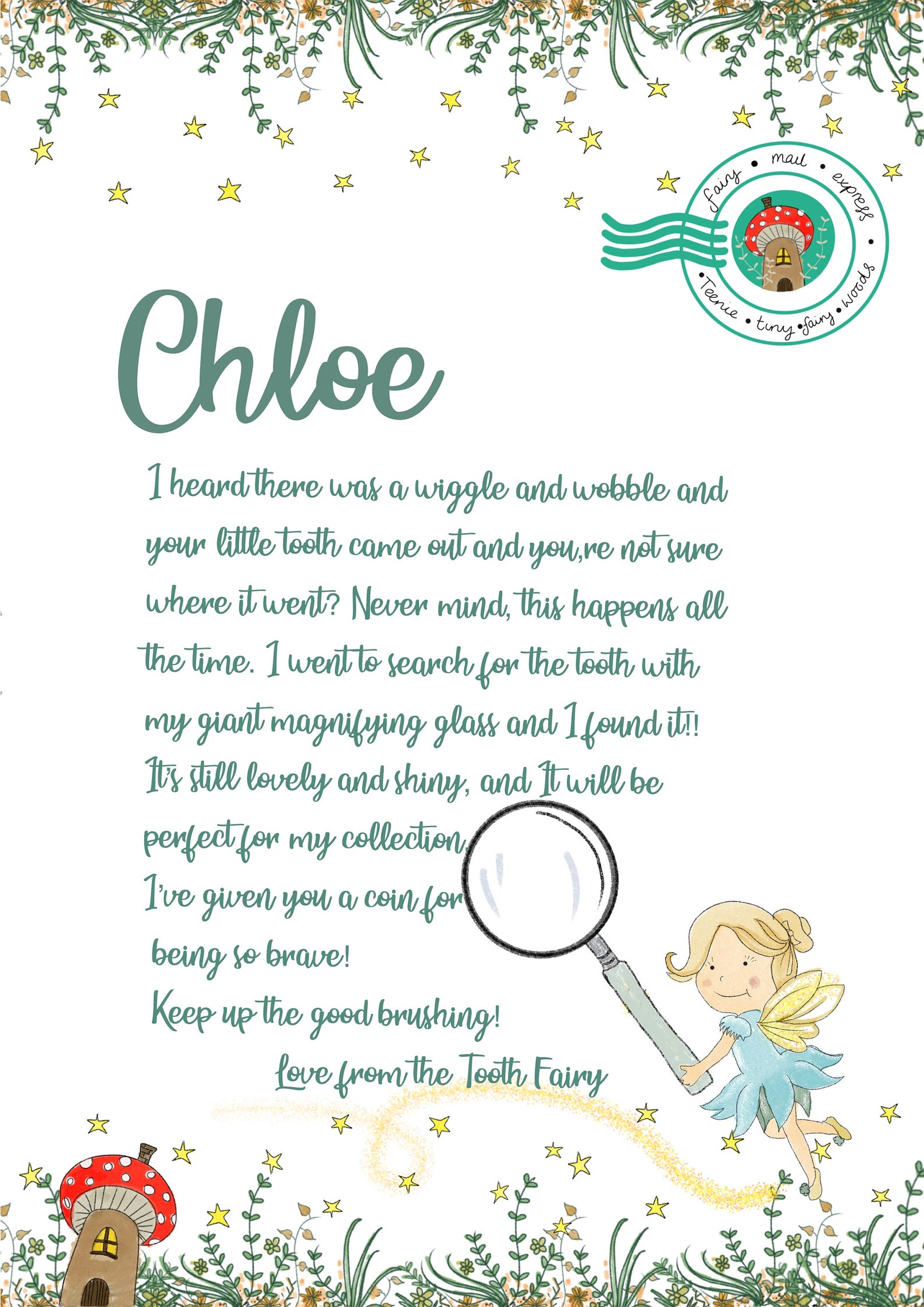 Fairy Letters to Print at home personalised letters from the | Etsy