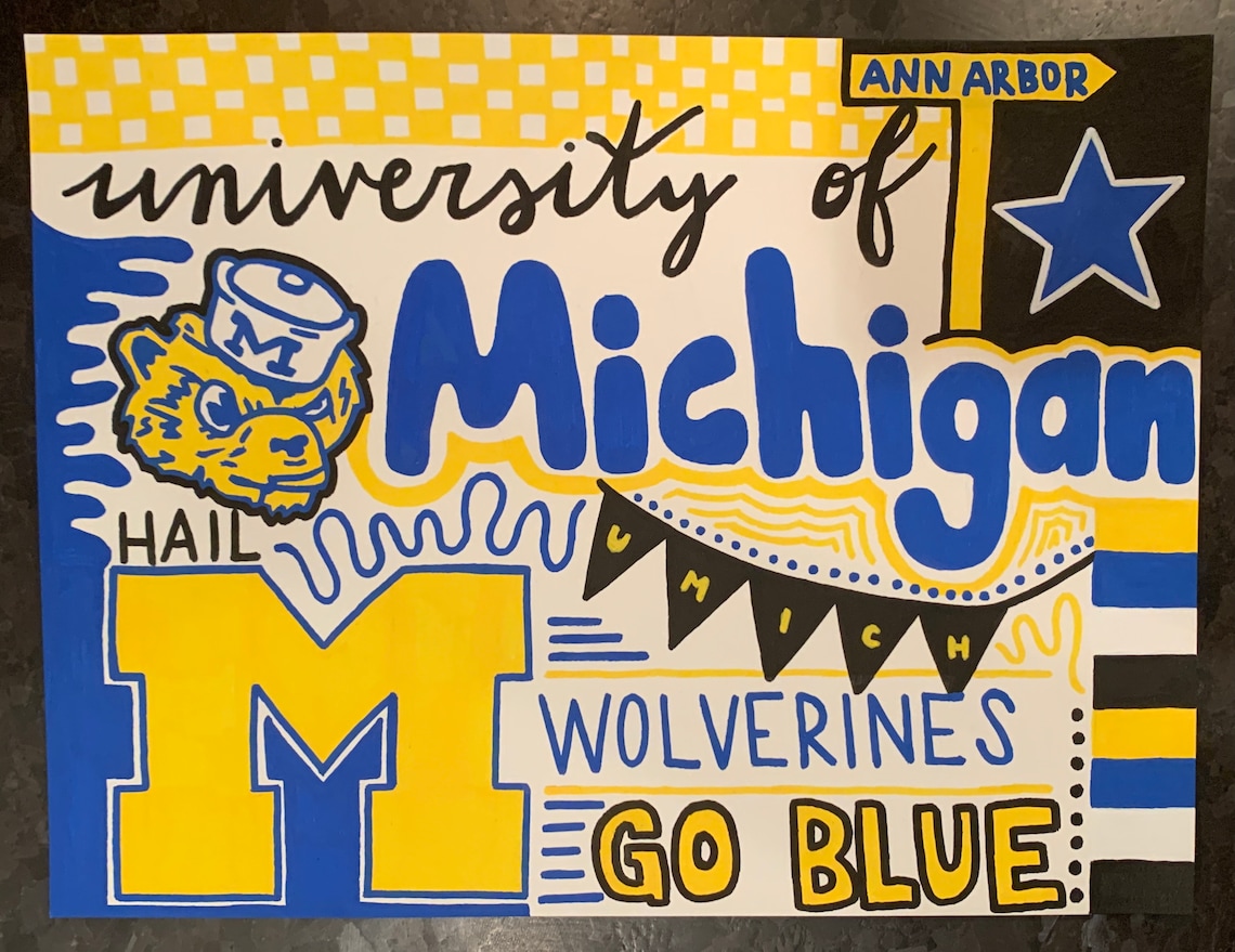 University of Michigan College Decor - Etsy