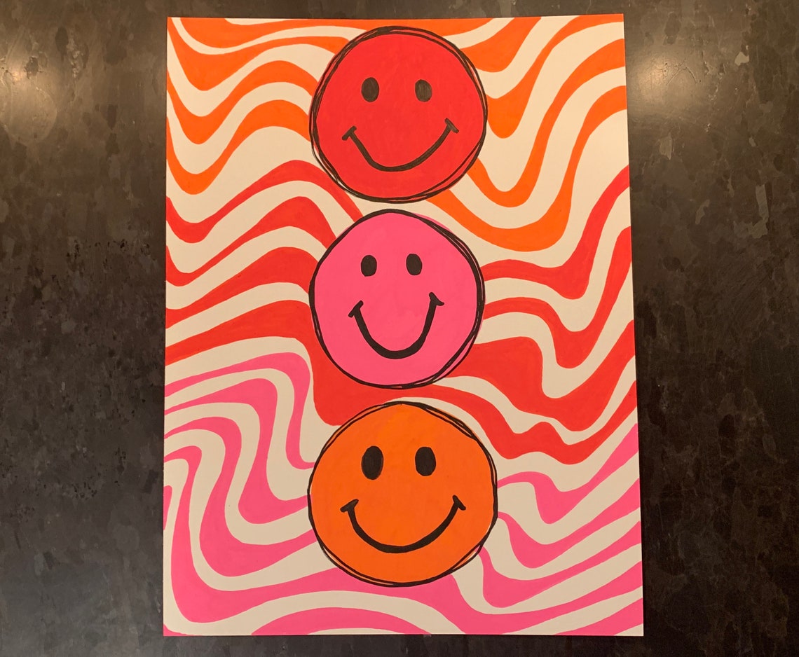 Trendy Smiley Face Tri Color Wall Decor - Etsy