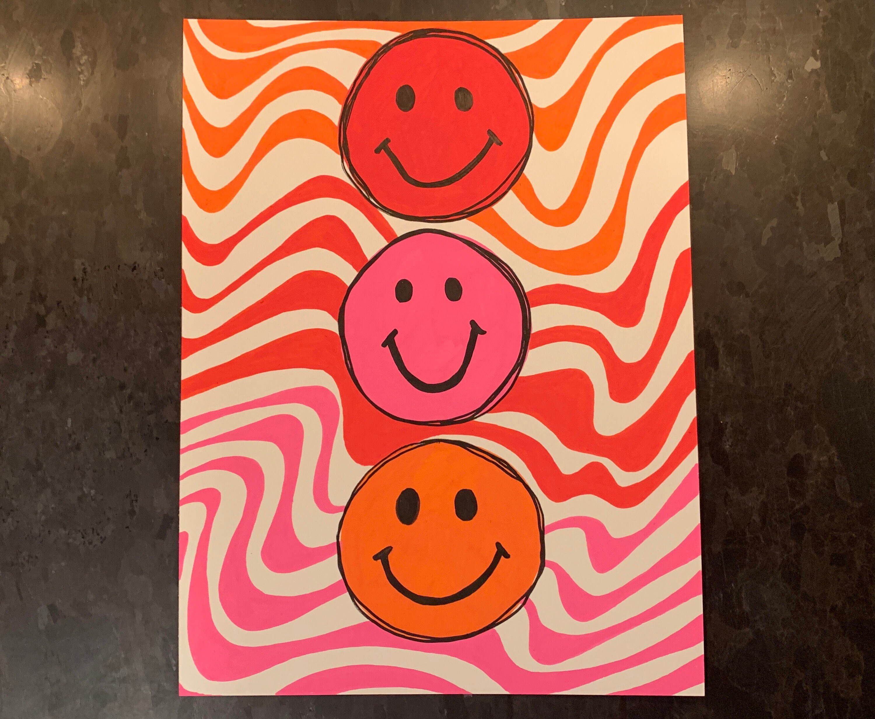 Trendy Smiley Face Tri Color Wall Decor - Etsy