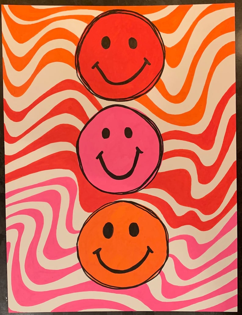 Trendy Smiley Face Tri Color Wall Decor - Etsy