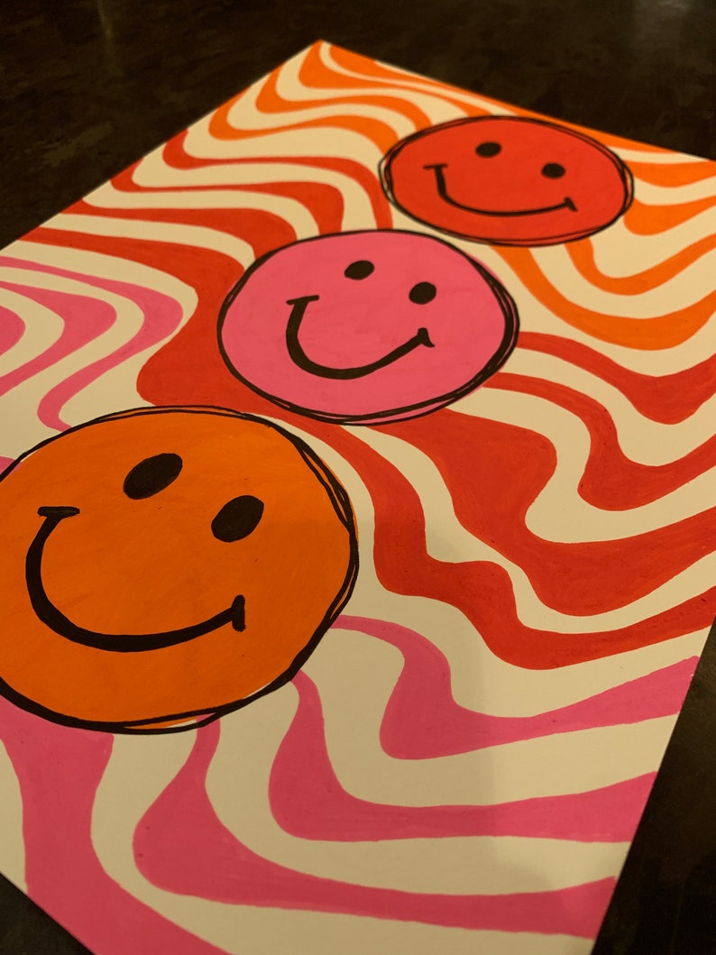 Trendy Smiley Face Tri Color Wall Decor - Etsy