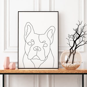 French Bulldog Line Art Frenchie Printable Minimalist Wall Art Boston ...