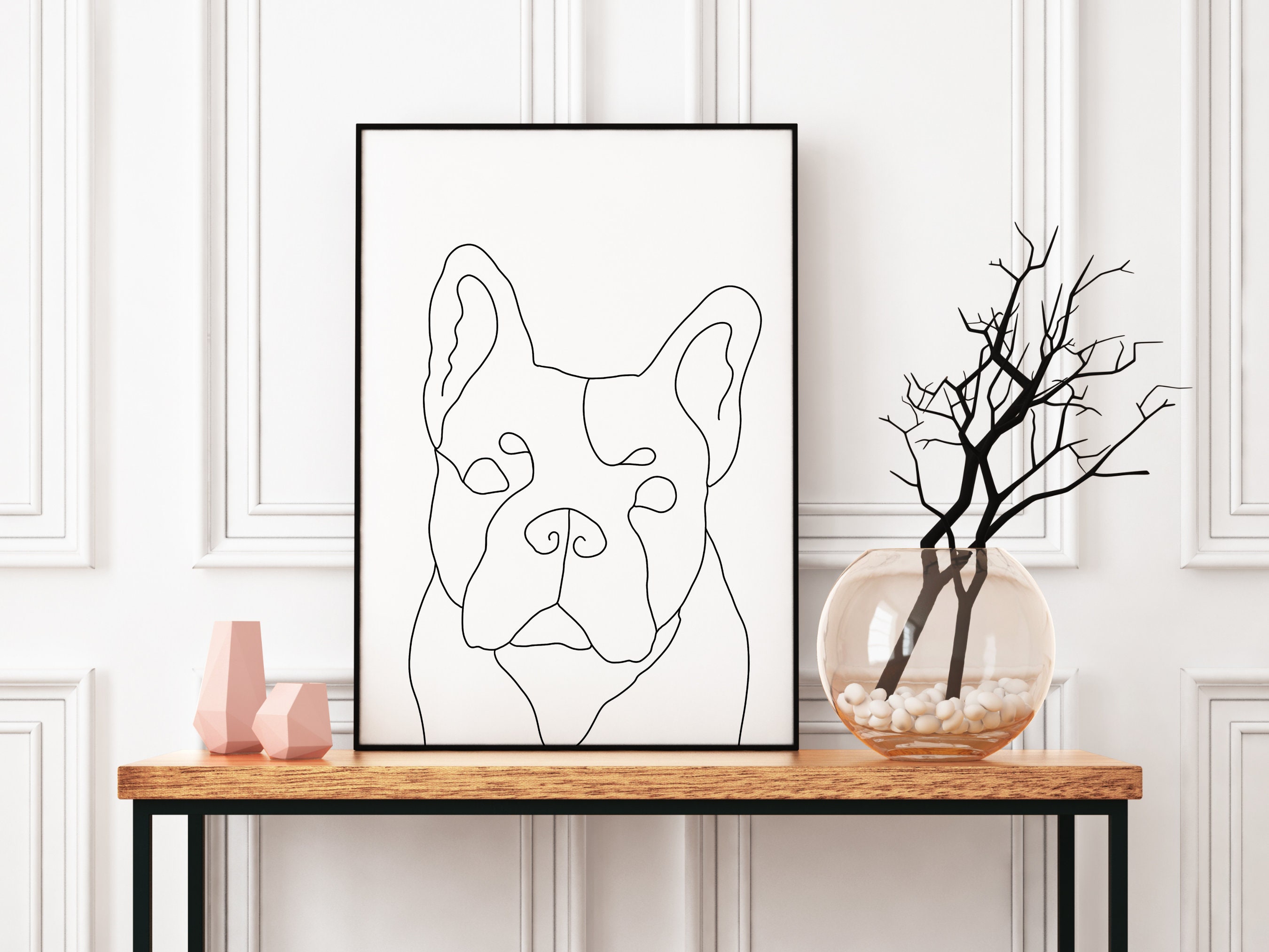 French Bulldog Line Art Frenchie Printable Minimalist Wall Art Boston ...