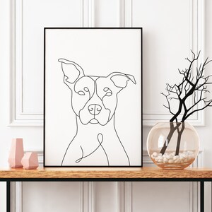 Pitbull Line Art Wall Decor Printable Bully Breed One Line Drawing ...