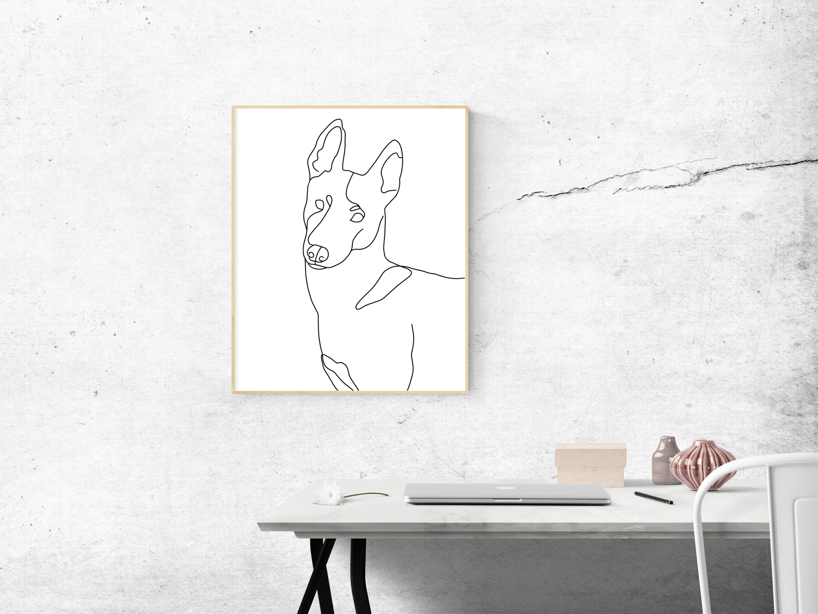 Belgian Malinois Line Art Printable Minimalist Wall Art Drawing Digital ...