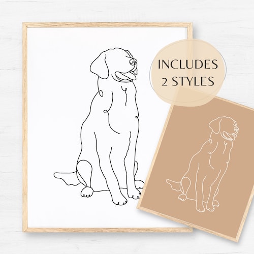 Golden Retriever Outline Print Digital Download Printable - Etsy