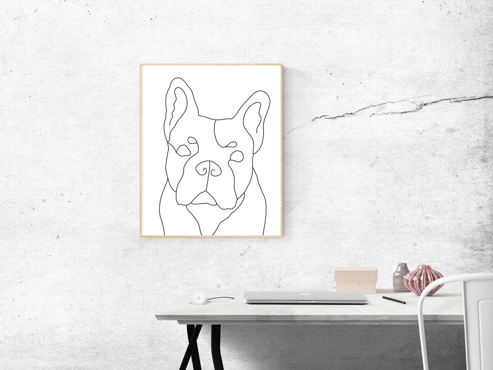 French Bulldog Line Art Frenchie Printable Minimalist Wall Art Boston ...