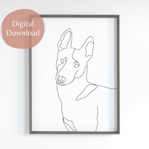 Belgian Malinois Line Art Printable Minimalist Wall Art Drawing Digital ...