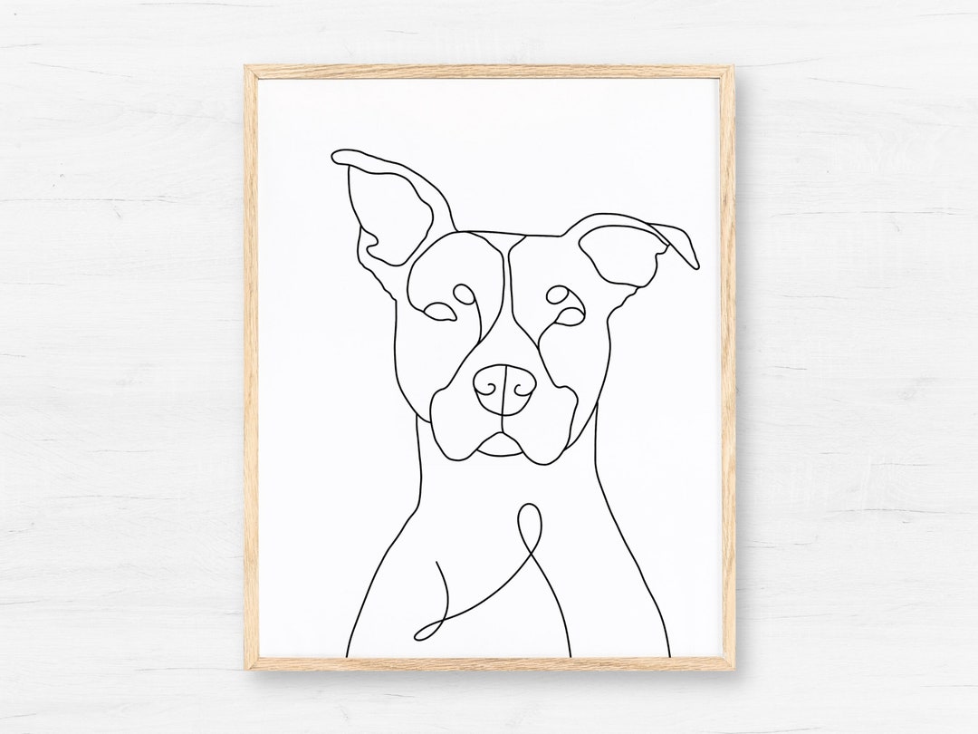Pitbull Line Art Wall Decor Printable Bully Breed One Line Drawing ...