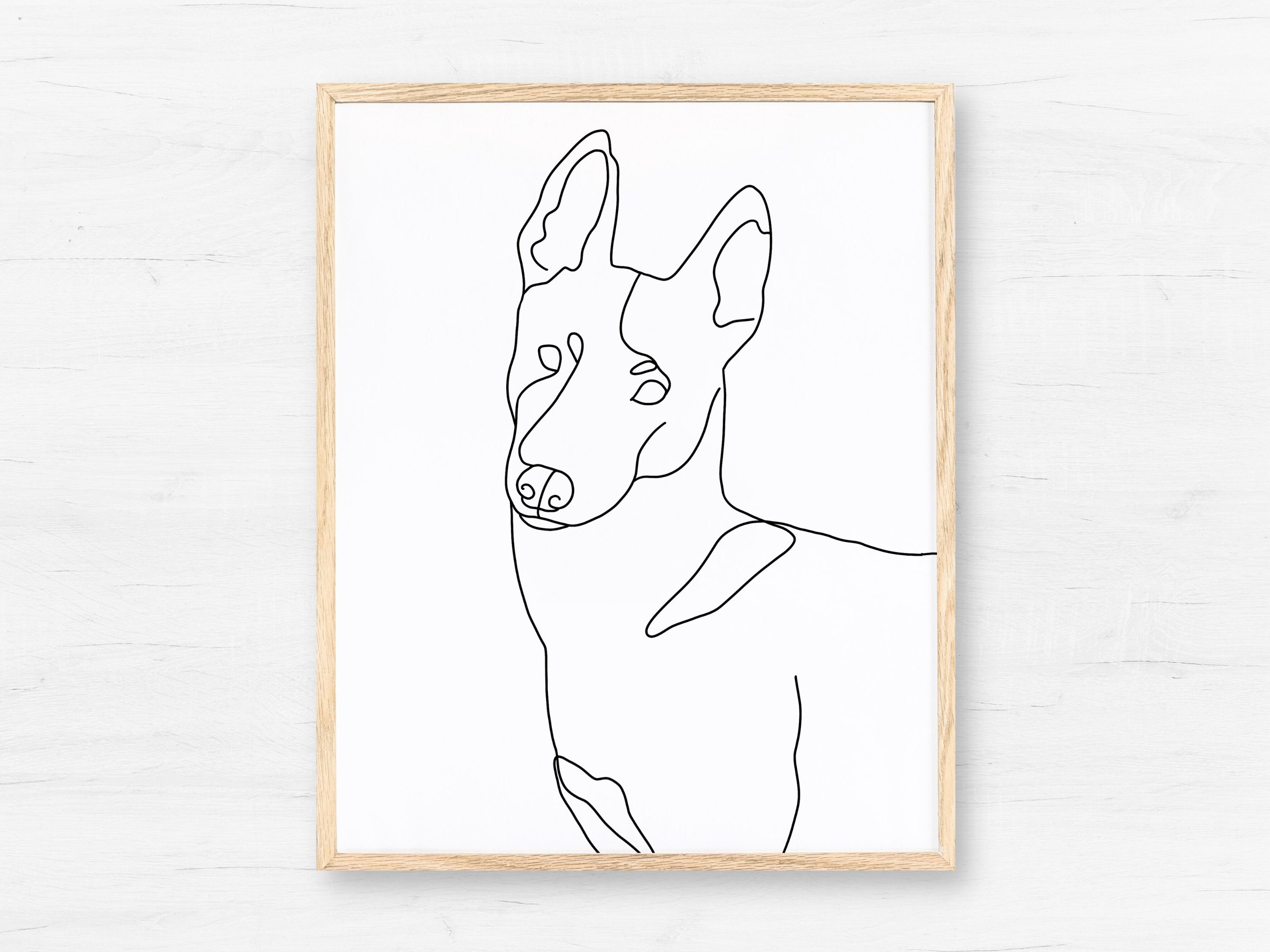 Belgian Malinois Line Art Printable Minimalist Wall Art Drawing Digital ...