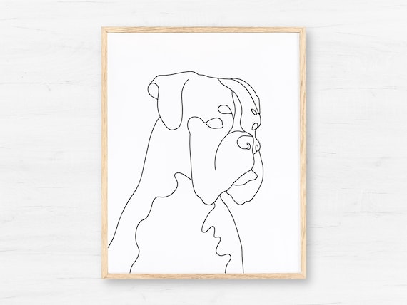 Boxer Line Art Imprimible Minimalista Wall Art Dog Outline - Etsy España
