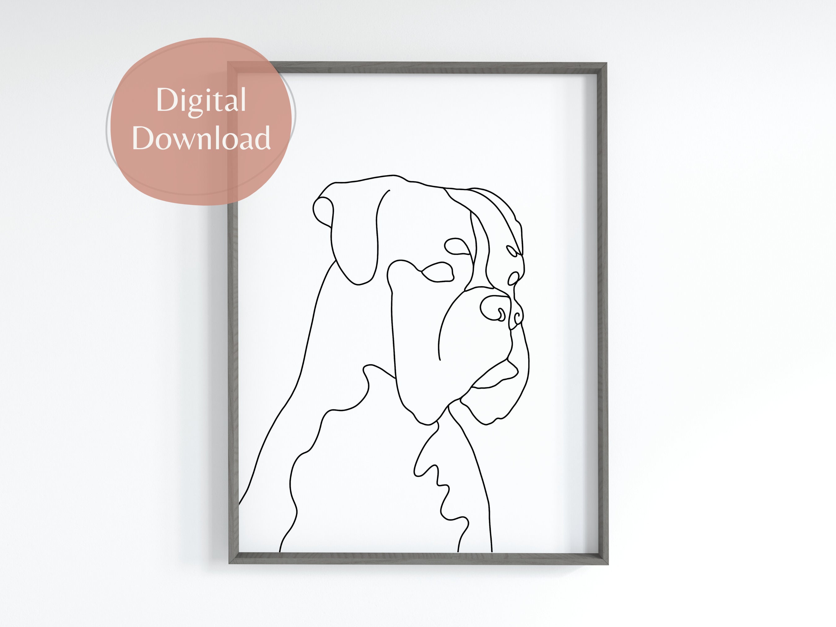 Boxer Line Art Printable Minimalist Wall Art Dog Outline Drawing Simple ...