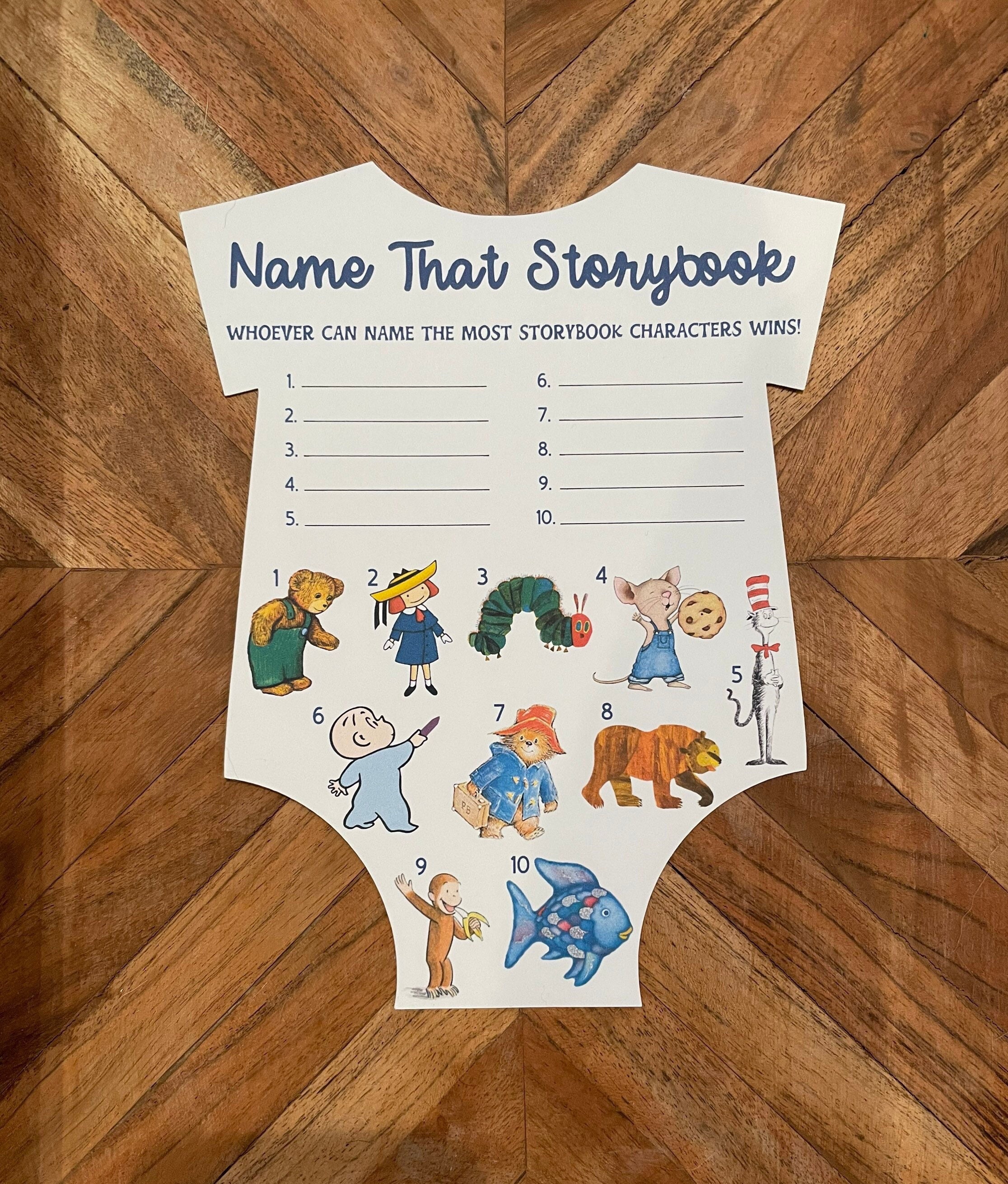 Digital Download Storybook Baby Shower Game, Storybook Character Onesie ...