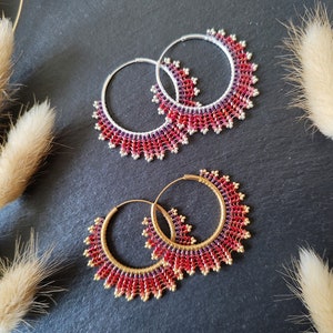Handmade Crescent Moon Hoop Earrings "neomi" in Red Ombre Colors ...