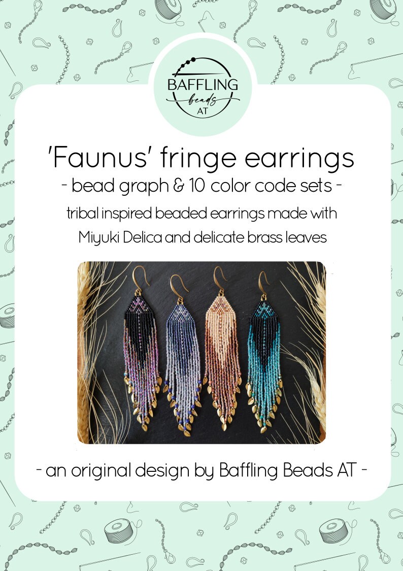 Bead Graph & Color Codes for 10 Faunus Fringe Earring Variations ...