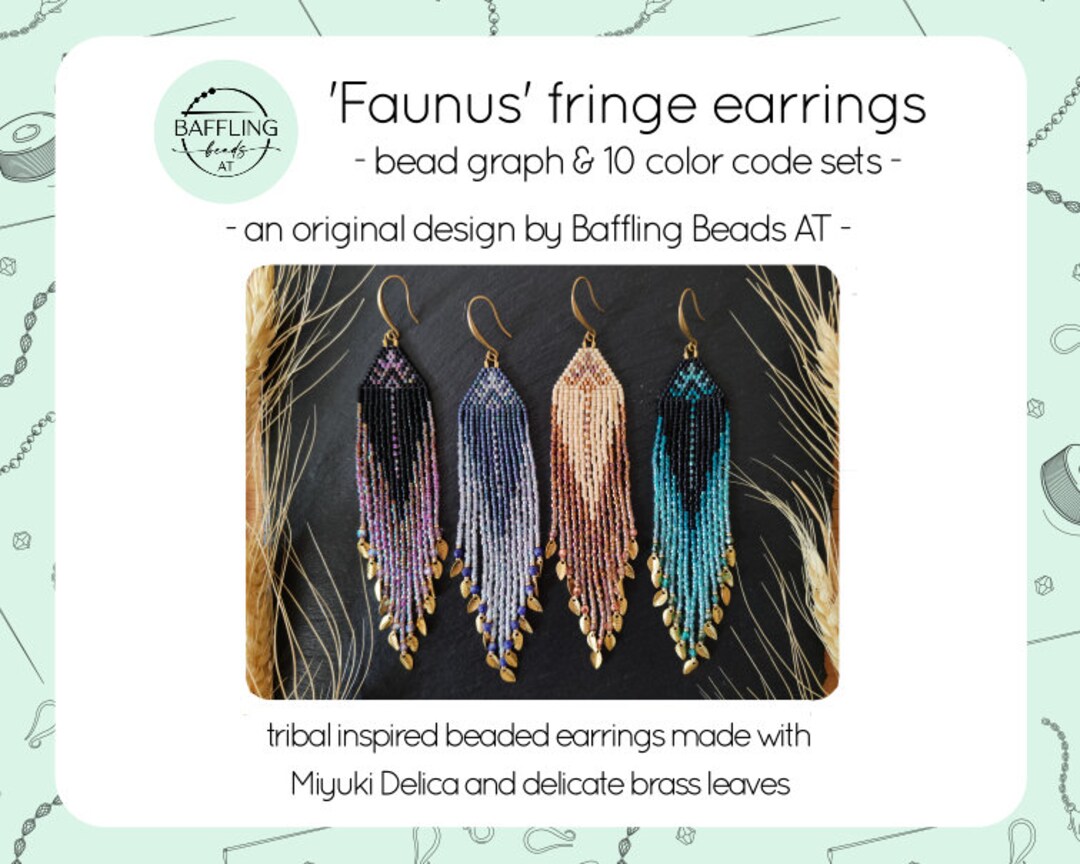Bead Graph & Color Codes for 10 Faunus Fringe Earring Variations ...