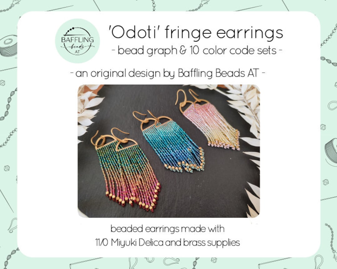 Bead Graph & Color Codes for 10 Odoti Fringe Earring Variations, Ombre ...