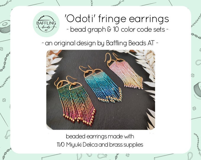 Bead Graph & Color Codes for 10 Odoti Fringe Earring Variations, Ombre ...