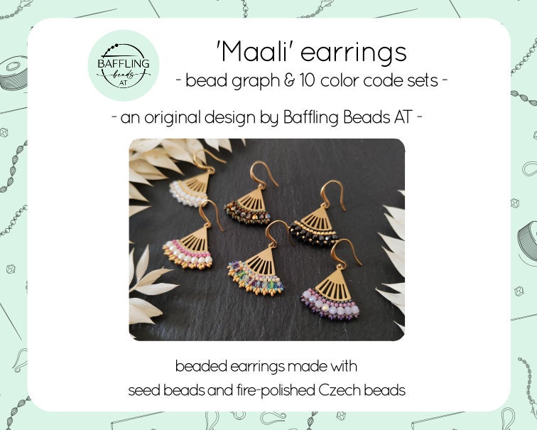 Bead Graph & Color Codes for 10 Maali Earring Variations, Elegant ...