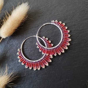 Handmade Crescent Moon Hoop Earrings "neomi" in Red Ombre Colors ...
