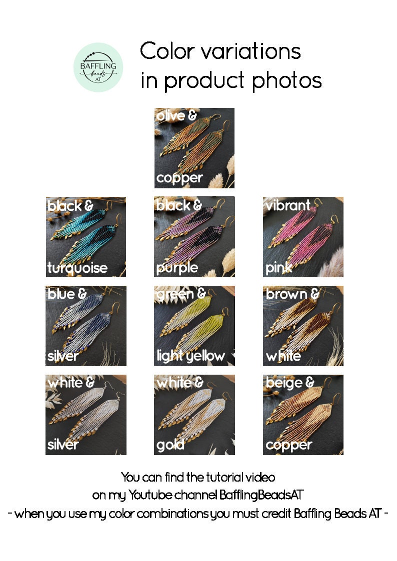 Bead Graph & Color Codes for 10 Faunus Fringe Earring Variations ...