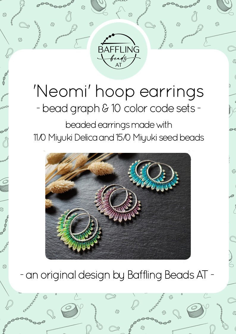 Bead Graph & Color Codes for 10 Neomi Hoop Earring Variations, Ombre ...