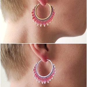 Handmade Crescent Moon Hoop Earrings "neomi" in Red Ombre Colors ...