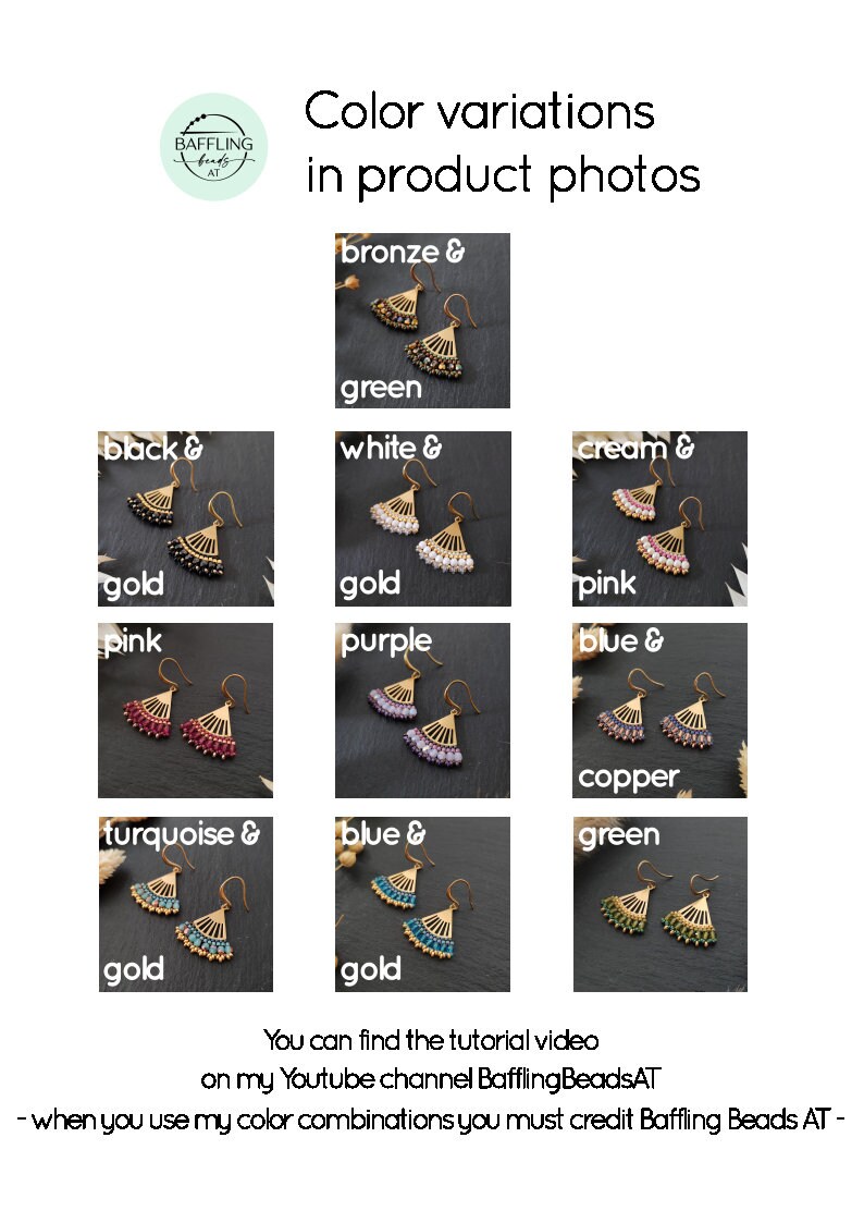 Bead Graph & Color Codes for 10 Maali Earring Variations, Elegant ...