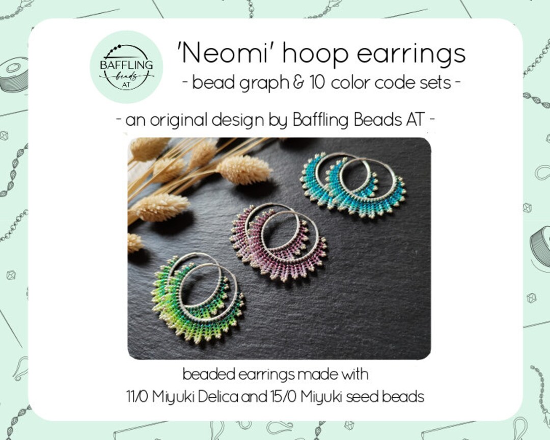 Bead Graph & Color Codes for 10 Neomi Hoop Earring Variations, Ombre ...