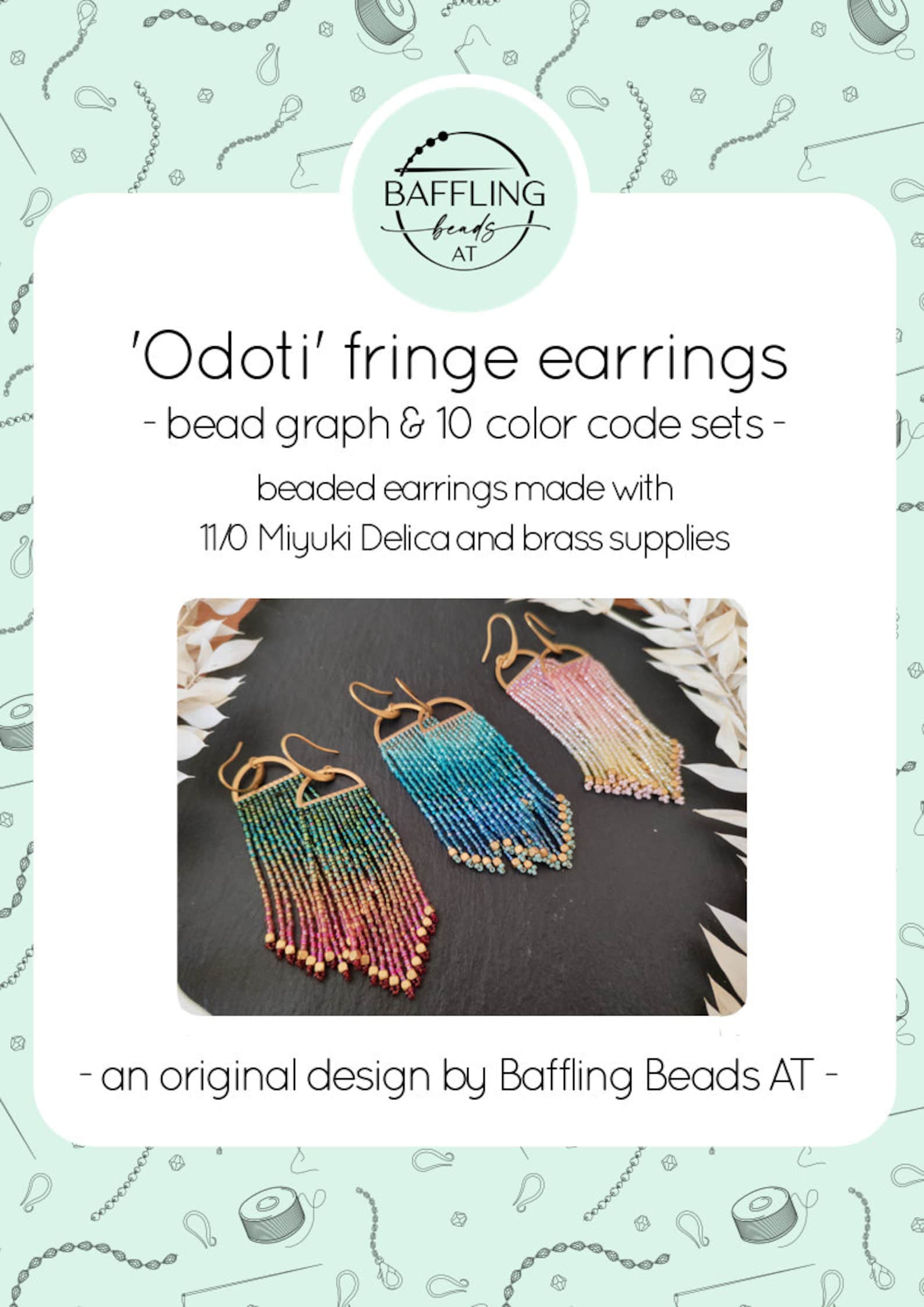 Bead Graph & Color Codes for 10 Odoti Fringe Earring Variations, Ombre ...