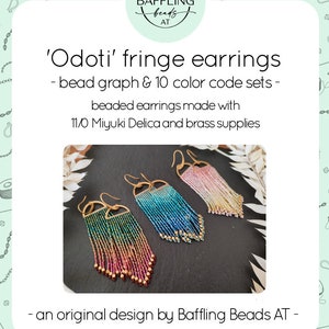 Bead Graph & Color Codes for 10 Odoti Fringe Earring Variations, Ombre ...
