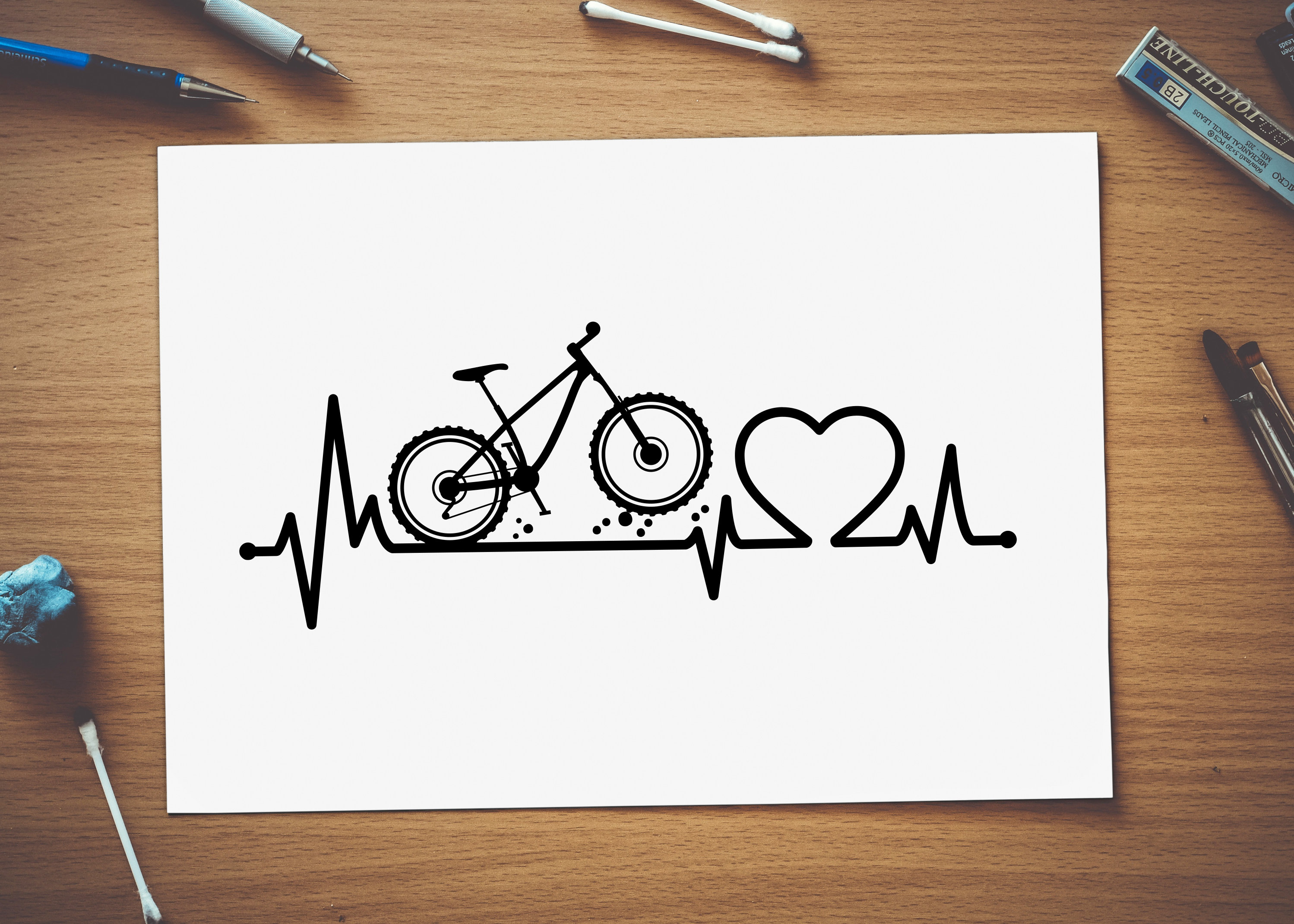Mountain Bike Heartbeat Silhouette. Svg Png Eps Dxf Cut Files. - Etsy