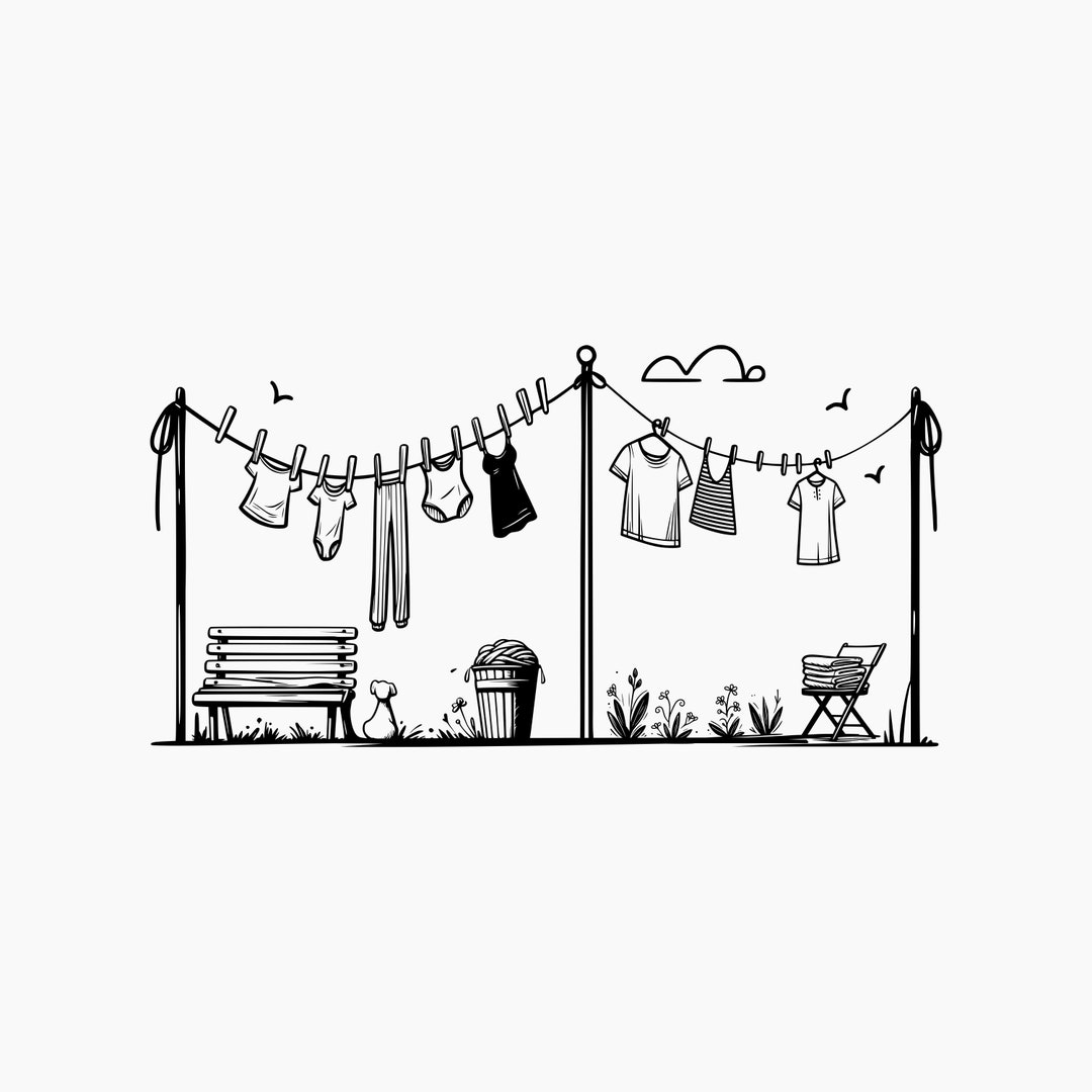 Clothesline. Line of Clothes. Svg Png Eps Dxf Cut Files. - Etsy