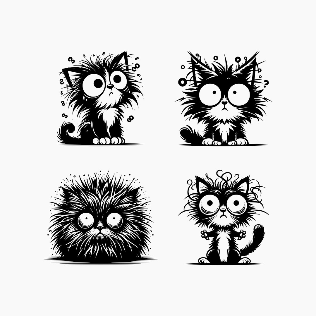 Frazzled Cat. 4 Svg Bundle. Svg Png Eps Dxf Cut Files. - Etsy
