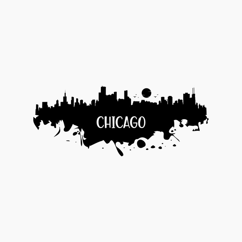 Chicago Skyline Silhouette. Svg Png Eps Dxf Cut Files. - Etsy