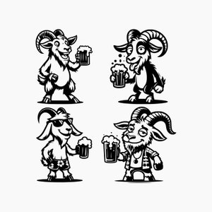Funny Goat With a Beer. 4 Svg Bundle. Svg Png Eps Dxf Cut Files. - Etsy