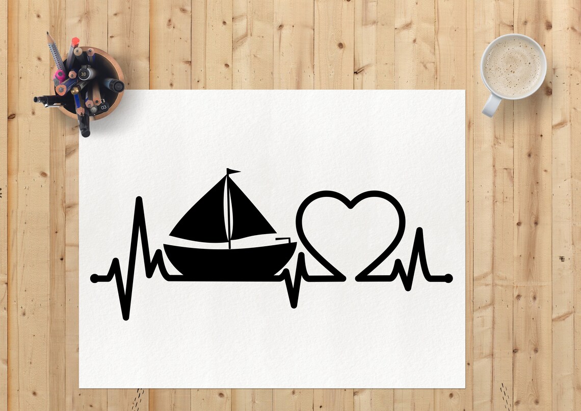 Latidos del barco Silueta. Archivos Svg Png Eps Dxf Cut. - Etsy España