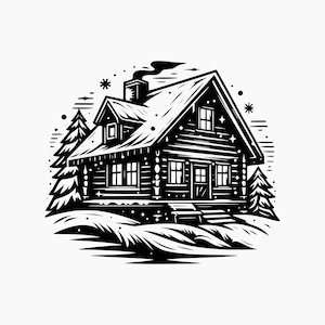 Winter Cabin. 4 Svg Bundle. Svg Png Eps Dxf Cut Files. - Etsy