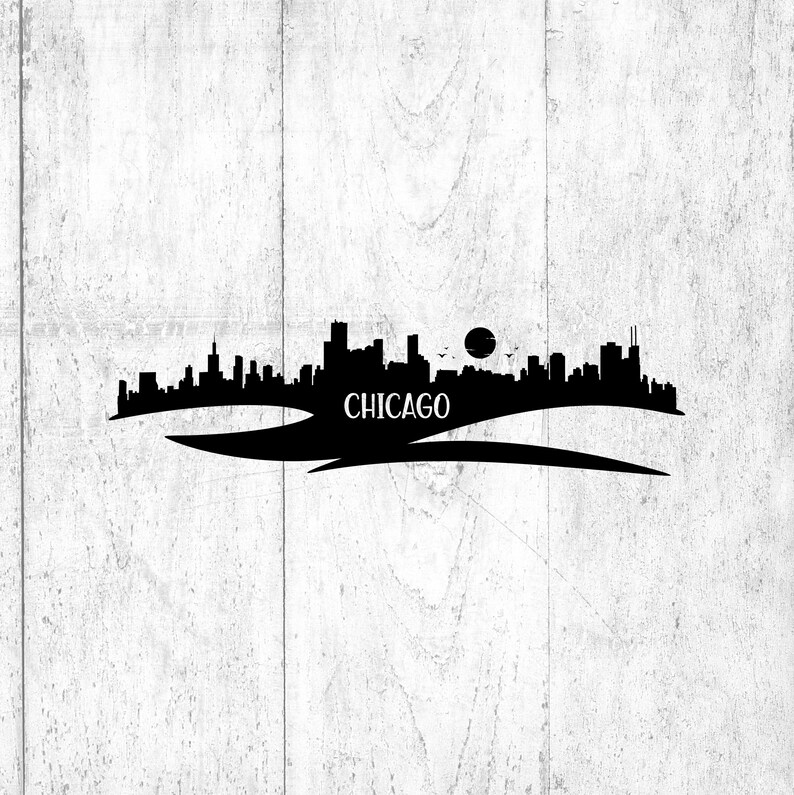 Chicago Skyline Silhouette. Svg Png Eps Dxf Cut Files. | Etsy