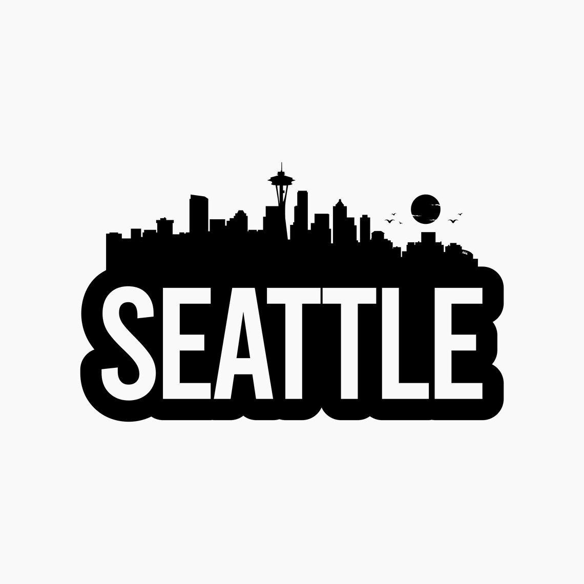 Seattle Bold Skyline. Svg Png Eps Dxf Cut Files. - Etsy