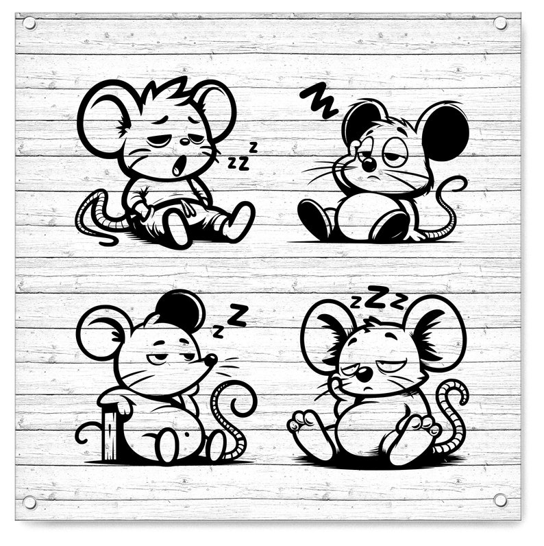 Tired Mouse. 4 Svg Bundle. Svg Png Eps Dxf Cut Files. - Etsy