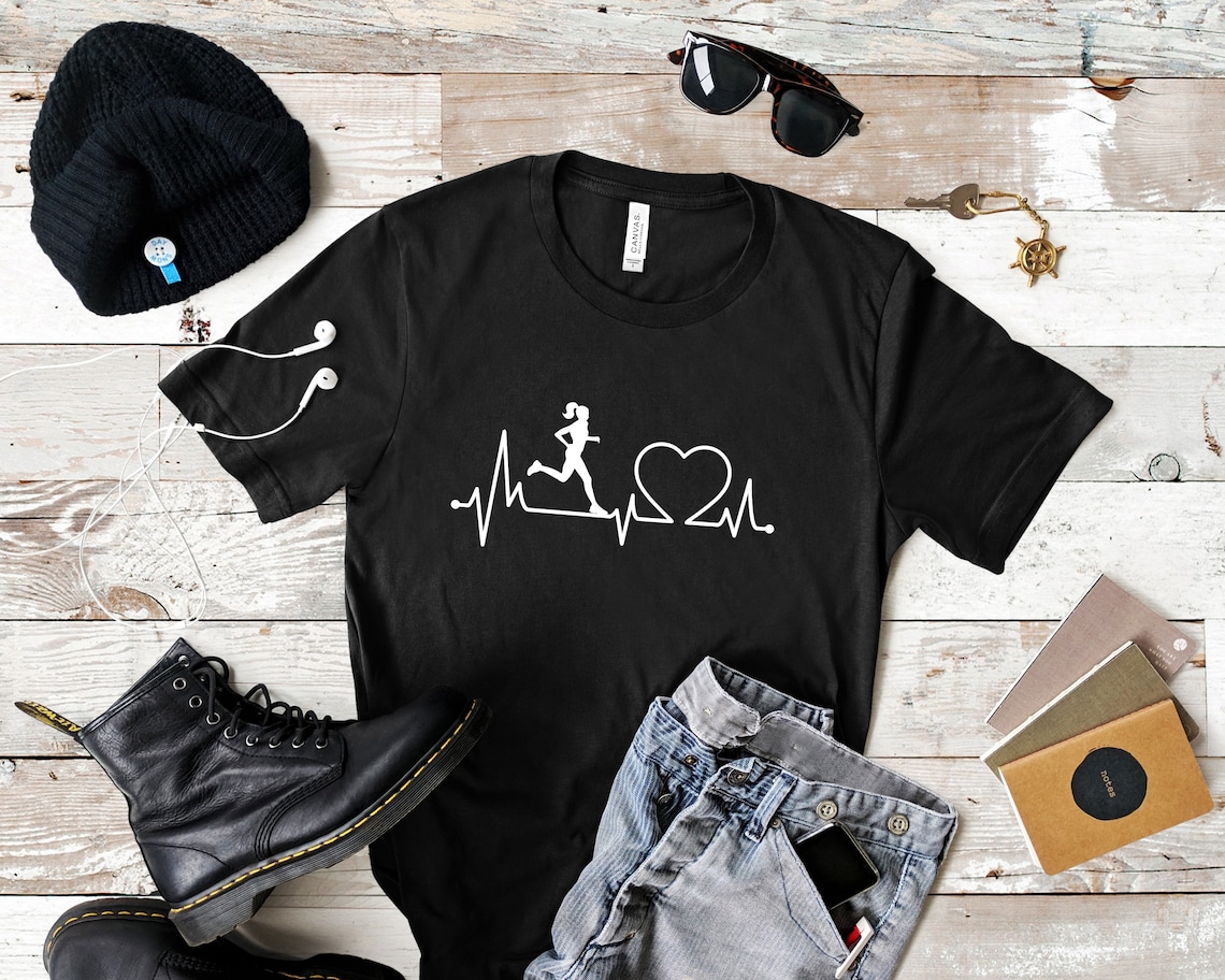 Runner Girl Heartbeat. Svg Png Eps Dxf Cut Files. - Etsy