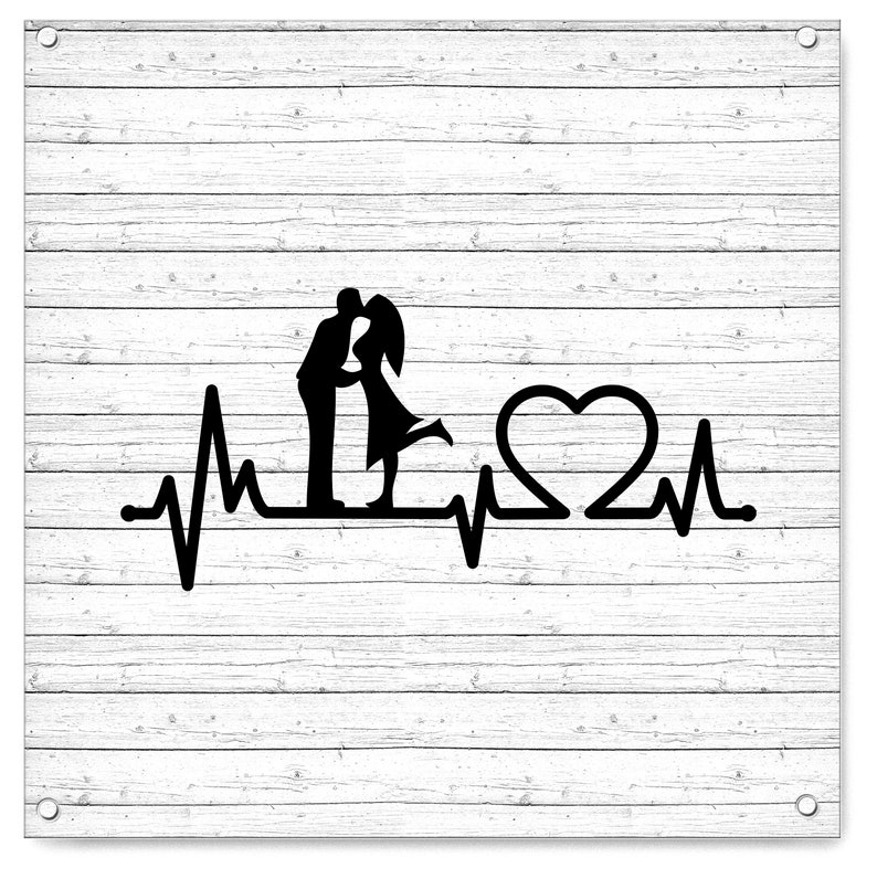 Couple Kissing Heartbeat. Svg Png Eps Dxf Cut Files. - Etsy