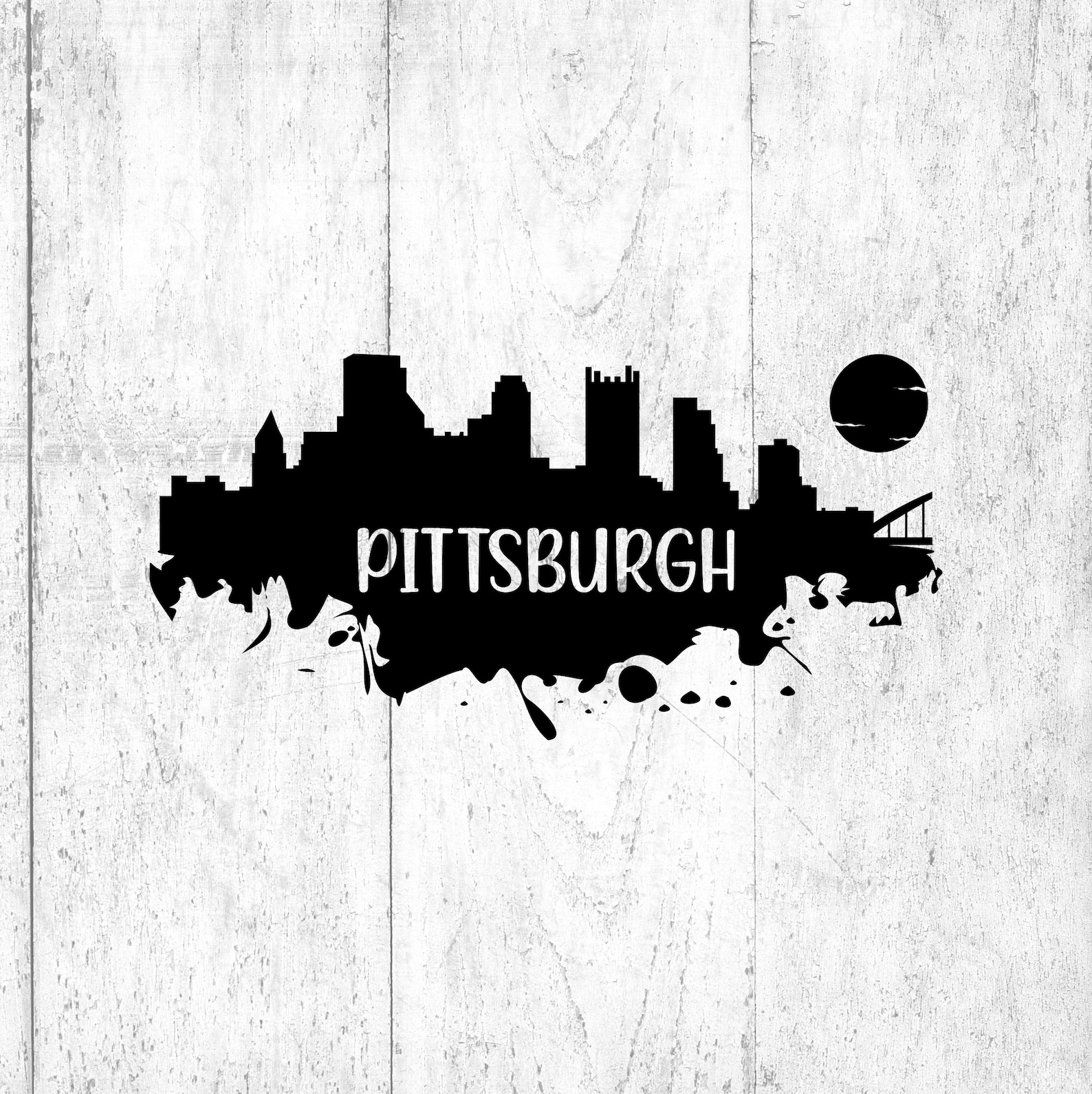 Pittsburgh Skyline Silhouette. Svg Png Eps Dxf Cut Files. - Etsy