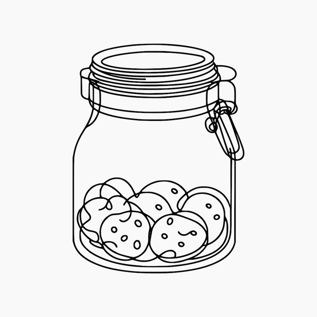Cookie Jar Line Drawing. Svg Png Eps Dxf Cut Files. - Etsy