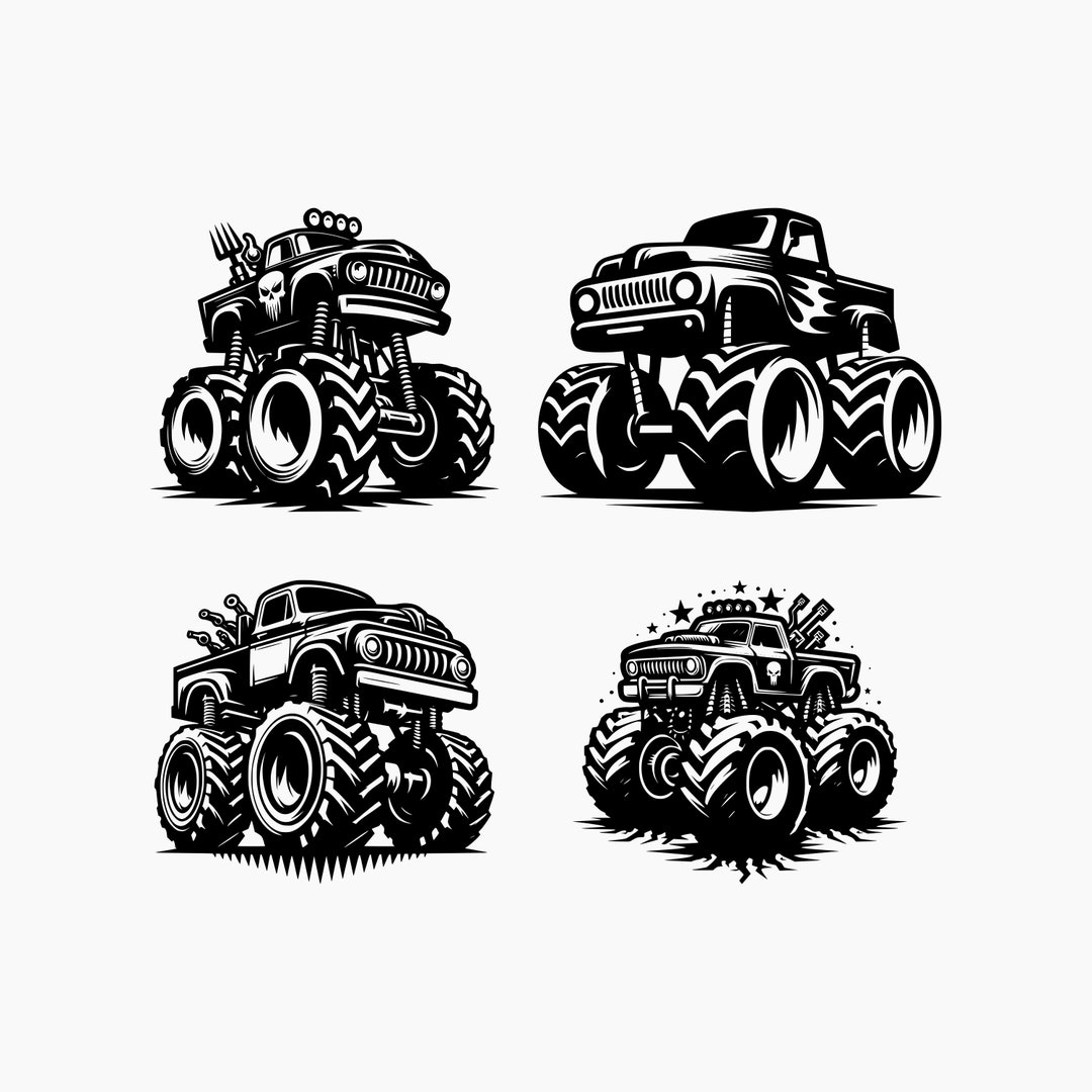 Monster Truck. 4 Svg Bundle. Svg Png Eps Dxf Cut Files. - Etsy