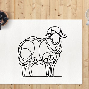 Sheep Line Drawing. Svg Png Eps Dxf Cut Files. - Etsy