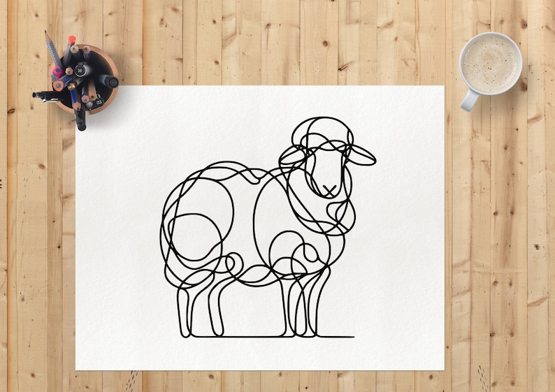 Schaf-Strichzeichnung. SVG-Png-Eps-Dxf-Cut-Dateien. - Etsy.de